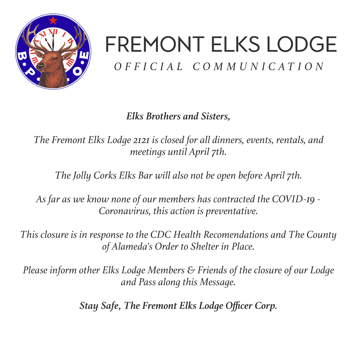 Fremont Elks Lodge 2121 - A Men's and Women's Organization